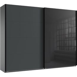 Kleiderschrank wimex "Tilburg, Metallgriffe, Made in Germany", schwarz (grafit, durchg&auml;ngige t&uuml;rfront glas schwarz, &acirc;bsetzung grafit), B:270cm H:208cm T:65cm, Schr&auml;nke, Kleiderschrank, mit Schwebet&uuml;ren, jeweils 1 Glaselement, 180, 225 oder 270cm breit