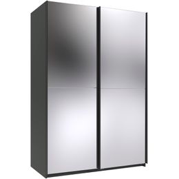 Kleiderschrank wimex "Mugano, B/T/H 135 oder 180/65/198cm, Made in Germany", schwarz (grafit, griffe schwarz), B:135cm H:198cm T:65cm, Holzwerkstoff, Schr&auml;nke, Kleiderschrank, 2 Schwebet&uuml;ren mit oder ohne Spiegel, Metallgriffe