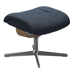 Fu&szlig;hocker stressless "Mayfair", blau (blau dinamica), B:55cm H:41cm T:39cm, Microfaser DINAMICA (88% Polyester, 12% Polyurethan), Hocker, Fu&szlig;hocker, mit Cross Base, Gr&ouml;&szlig;e S, M & L, Holzakzent Eiche