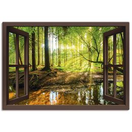 Artland "Fensterblick - Wald mit Bach" Wald 1 Stk. tlg. als Leinwandbild, Poster, Wandaufkleber in verschied. Gr&ouml;&szlig;en
