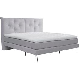 Boxspringbett Alina "Longon inkl. Matratze und Komfortschaum-Topper, Breite 180x200cm", grau (hellgrau dgs 9), B:194cm L:212,5cm, Struktur fein DGS (92% Poyester, 8% Nylon), Komplettbetten, Boxspringbett, erh&auml;ltlich in verschiedenen H&auml;rtegraden