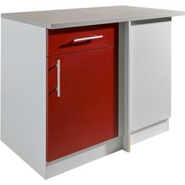 Wiho-K&uuml;chen Eckunterschrank WIHO K&Uuml;CHEN "Kiel", front und korpus: burgund, arbeitsplatte: canvas grau, B:110cm H:85cm T:60cm, Schr&auml;nke, Eckunterschrank, 110 cm breit