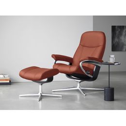 stressless "Consul" Set, Relaxsessel mit Hocker, mit Hocker, mit Cross Base, Gr&ouml;&szlig;e S, M & L, Holzakzent Schwarz