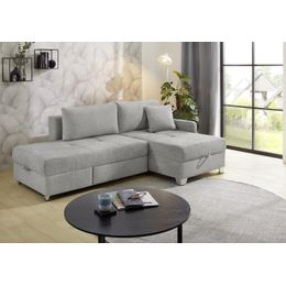 Jockenh&ouml;fer Ecksofa JOCKENH&Ouml;FER GRUPPE "Lemberg, Dreh-Schwenk-Ottomane", grau (grau 417, 19), B:232cm T:100cm, Korpus: 100% Polyester;Kissen: 100% Polyester, Sofas, Ecksofa, inklusive Relax- und Schlaffunktion, Ottomane links/ rechts montierbar