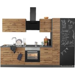 K&uuml;chenzeile KOCHSTATION "KS-Trier", grau (k&uuml;che: grau, korpus: grafit, arbeitsplatte: anthrazit), B:300cm T:60cm, Komplettk&uuml;chen-Sets, K&uuml;chenzeile, ohne E-Ger&auml;te, Breite 300 cm