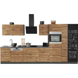 K&uuml;chenzeile KOCHSTATION "KS-Trier", grau (k&uuml;che: grau, korpus: grafit, arbeitsplatte: anthrazit), B:380cm T:60cm, Komplettk&uuml;chen-Sets, K&uuml;chenzeile, ohne E-Ger&auml;te, Breite 380 cm