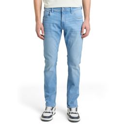 Straight-Jeans Tom Tailor Denim, Herren, Gr. 31, L&auml;nge 32, light stone bright blau denim, Denim/Jeans, Obermaterial: 75% Baumwolle, 20% Polyester, 3% Viskose, 2% Elasthan. Futter: 65% Polyester, 35% Baumwolle, straight fit, Jeans Straight-Jeans, im klassischen 5-Pocket-Design
