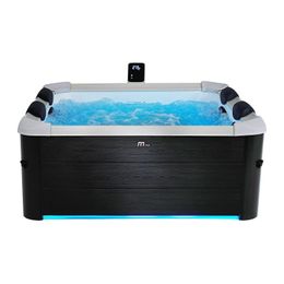 Halbfester Whirlpool MSPAf&uuml;r 6 Personen mit LED-Beleuchtung & Zubeh&ouml;r - Anthrazitgrau - 128 D&uuml;sen - 160 x 160 x 65 cm - NAPUKA 1982569