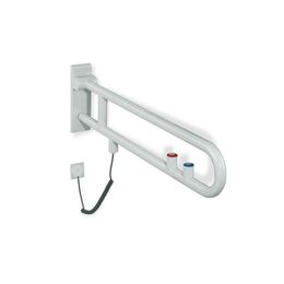 HEWI 801 E-Dreh-St&uuml;tzklappgriff 801.50.50555 700 mm, aquablau, Sp&uuml;l-/Funktionstaste, roter Ring