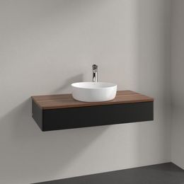 Villeroy & Boch Villeroy und Boch Antao Waschtisch-Unterschrank K09052PD 100x19x50cm, Hahnloch, Waschbeckenplattenfarbe warm walnut, black matt lacquer