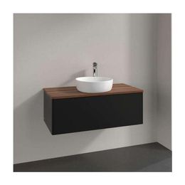 Villeroy & Boch Villeroy und Boch Antao Waschtisch-Unterschrank L31052PD mit Beleuchtung, 1 Auszug, 1000 x 360 x 500 mm, Front ohne Struktur, Black Matt Lacquer / Warm Walnut