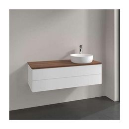 Villeroy & Boch Villeroy und Boch Antao Waschtisch-Unterschrank L23012MT mit Beleuchtung, 2 Ausz&uuml;ge, 1200 x 360 x 500 mm, Front ohne Struktur, White Matt Lacquer / Warm Walnut