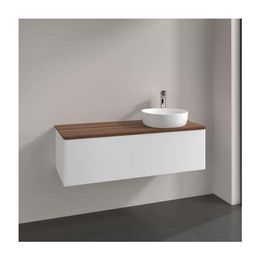 Villeroy & Boch Villeroy und Boch Antao Waschtisch-Unterschrank L34052MT mit Beleuchtung, 1 Auszug, 1200 x 360 x 500 mm, Front ohne Struktur, White Matt Lacquer / Warm Walnut