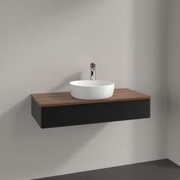 Villeroy & Boch Villeroy und Boch Antao Waschtisch-Unterschrank K09152PD 100x19x50cm, Hahnloch, Waschbeckenplattenfarbe warm walnut, black matt lacquer
