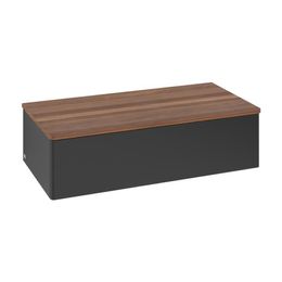 Villeroy & Boch Villeroy und Boch Antao Waschtisch-Unterschrank L40002PD mit Beleuchtung, 1 Auszug, 1000 x 268 x 500 mm, Front ohne Struktur, Black Matt Lacquer / Warm Walnut