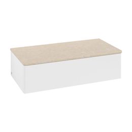 Villeroy & Boch Villeroy und Boch Antao Waschtisch-Unterschrank L40003MT mit Beleuchtung, 1 Auszug, 1000 x 268 x 500 mm, Front ohne Struktur, White Matt Lacquer / Botticino