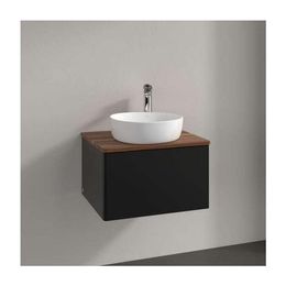 Villeroy & Boch Villeroy und Boch Antao Waschtisch-Unterschrank L29052PD mit Beleuchtung, 1 Auszug, 600 x 360 x 500 mm, Front ohne Struktur, Black Matt Lacquer / Warm Walnut