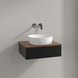 Villeroy & Boch Villeroy und Boch Antao Waschtisch-Unterschrank K07012PD 60x19x50cm, Waschbeckenplattenfarbe warm walnut, black matt lacquer