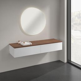 Villeroy & Boch Villeroy und Boch Antao Sideboard K42102GF 160x26,8x50cm, Waschbeckenplattenfarbe warm walnut, glossy white lacquer