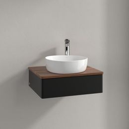 Villeroy & Boch Villeroy und Boch Antao Waschtisch-Unterschrank K07052PD 60x19x50cm, Hahnloch, Waschbeckenplattenfarbe warm walnut, black matt lacquer
