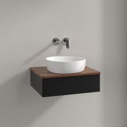 Villeroy & Boch Villeroy und Boch Antao Waschtisch-Unterschrank K07112PD 60x19x50cm, Waschbeckenplattenfarbe warm walnut, black matt lacquer