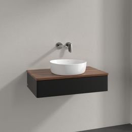 Villeroy & Boch Villeroy und Boch Antao Waschtisch-Unterschrank K08012PD 80x19x50cm, Waschbeckenplattenfarbe warm walnut, black matt lacquer