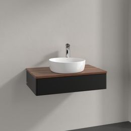 Villeroy & Boch Villeroy und Boch Antao Waschtisch-Unterschrank K08052PD 80x19x50cm, Hahnloch, Waschbeckenplattenfarbe warm walnut, black matt lacquer