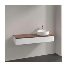 Villeroy & Boch Villeroy und Boch Antao Waschtisch-Unterschrank L12012MT mit Beleuchtung, 1 Auszug, 1200 x 190 x 500 mm, Front ohne Struktur, White Matt Lacquer / Warm Walnut