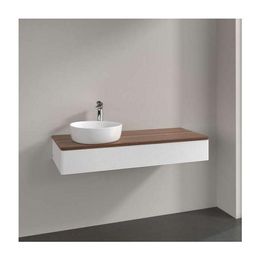 Villeroy & Boch Villeroy und Boch Antao Waschtisch-Unterschrank L11152MT mit Beleuchtung, 1 Auszug, 1200 x 190 x 500 mm, Front mit Struktur, White Matt Lacquer / Warm Walnut
