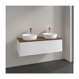 Villeroy & Boch Villeroy und Boch Antao Waschtisch-Unterschrank L35112MT mit Beleuchtung, 1 Auszug, 1200 x 360 x 500 mm, Front mit Struktur, White Matt Lacquer / Warm Walnut