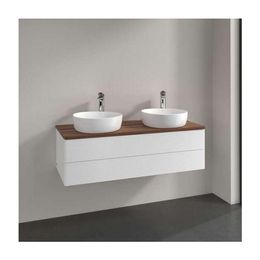 Villeroy & Boch Villeroy und Boch Antao Waschtisch-Unterschrank L24112MT mit Beleuchtung, 2 Ausz&uuml;ge, 1200 x 360 x 500 mm, Front mit Struktur, White Matt Lacquer / Warm Walnut