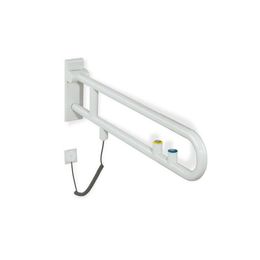 HEWI 801 E-Dreh-St&uuml;tzklappgriff 801.50.50055 700 mm, aquablau, Sp&uuml;l-/Funktionstaste, gelber Ring