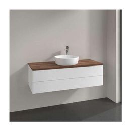 Villeroy & Boch Villeroy und Boch Antao Waschtisch-Unterschrank L21112MT mit Beleuchtung, 2 Ausz&uuml;ge, 1200 x 360 x 500 mm, Front mit Struktur, White Matt Lacquer / Warm Walnut