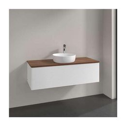 Villeroy & Boch Villeroy und Boch Antao Waschtisch-Unterschrank L32112MT mit Beleuchtung, 1 Auszug, 1200 x 360 x 500 mm, Front mit Struktur, White Matt Lacquer / Warm Walnut