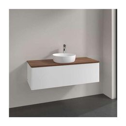 Villeroy & Boch Villeroy und Boch Antao Waschtisch-Unterschrank L32012MT mit Beleuchtung, 1 Auszug, 1200 x 360 x 500 mm, Front ohne Struktur, White Matt Lacquer / Warm Walnut