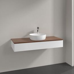 Villeroy & Boch Villeroy und Boch Antao Waschtisch-Unterschrank K10152MT 120x19x50cm, Hahnloch, Waschbeckenplattenfarbe warm walnut, white matt lacquer