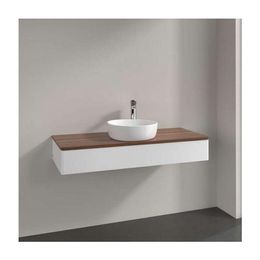 Villeroy & Boch Villeroy und Boch Antao Waschtisch-Unterschrank L10012MT mit Beleuchtung, 1 Auszug, 1200 x 190 x 500 mm, Front ohne Struktur, White Matt Lacquer / Warm Walnut