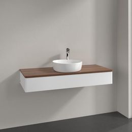 Villeroy & Boch Villeroy und Boch Antao Waschtisch-Unterschrank K10052MT 120x19x50cm, Hahnloch, Waschbeckenplattenfarbe warm walnut, white matt lacquer