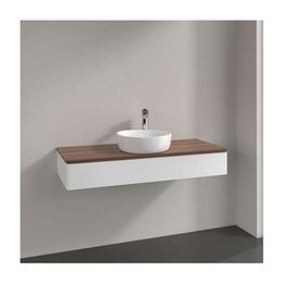 Villeroy & Boch Villeroy und Boch Antao Waschtisch-Unterschrank L10112MT mit Beleuchtung, 1 Auszug, 1200 x 190 x 500 mm, Front mit Struktur, White Matt Lacquer / Warm Walnut
