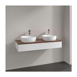 Villeroy & Boch Villeroy und Boch Antao Waschtisch-Unterschrank L13112MT mit Beleuchtung, 1 Auszug, 1200 x 190 x 500 mm, Front mit Struktur, White Matt Lacquer / Warm Walnut