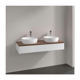 Villeroy & Boch Villeroy und Boch Antao Waschtisch-Unterschrank L13012MT mit Beleuchtung, 1 Auszug, 1200 x 190 x 500 mm, Front ohne Struktur, White Matt Lacquer / Warm Walnut