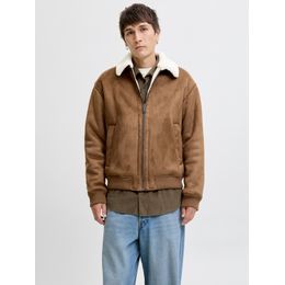 Jack & Jones Bomberjacke JACK & JONES "JPRCCLUKE BOMBER JACKET SN", Herren, Gr. XS, braun (toffee), Web, Obermaterial: 100% Polyester, unifarben, regular fit, Jacken Bomberjacke