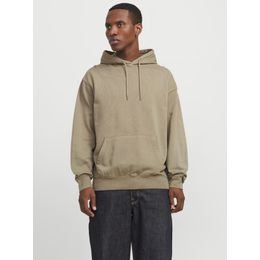 Jack & Jones Kapuzensweatshirt JACK & JONES "JJECHARGE FADED SWEAT HOOD NOOS", Herren, Gr. M, silber (silber sage), angeraute Sweatware, Obermaterial: 100% Baumwolle, unifarben, loose fit taillenbedeckt, ohne Ausschnitt, Rippb&uuml;ndchen, Sweatshirts Kapuzensweatshirt, mit Kapuze