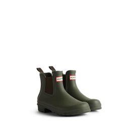Gummistiefel Hunter "ORIGINAL CHELSEA BOOT", Damen, Gr. 37, gr&uuml;n (schwarz olive), Synthetik, Schuhe Gummistiefel, wasserdicht