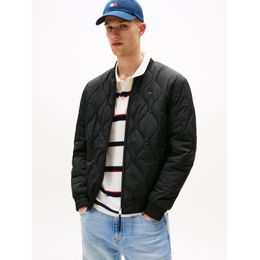 Bomberjacke Tommy Jeans "TJM LW QUILTED BOMBER JACKET EXT", Herren, Gr. M, schwarz, Web, Obermaterial: 100% Polyamid. Futter: 100% Polyester, unifarben, regular fit normal, Rundhals, eingesetzt elastischer Bund, Jacken Bomberjacke, Fliegerjacke, Freizeitjacke Mit Rundhalsausschnitt