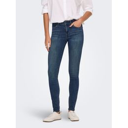 Skinny-fit-Jeans Only "ONLPOWER MID WAIST PUSH UP SK DNM BOX", Damen, Gr. XL (42), L&auml;nge 30, dunkelblau denim, Denim/Jeans, Obermaterial: 92% Baumwolle, 6% Polyester, 2% Elasthan, unifarben, skinny fit, Jeans Skinny-fit-Jeans