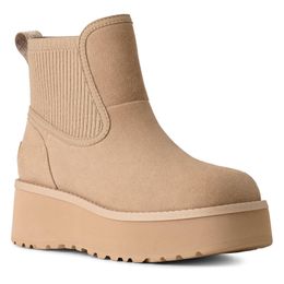 UGG Australia Chelseaboots UGG "CITYFUNC CHELSEA", Damen, Gr. 7 (38), hellbeige, Elastischer Einsatz, Veloursleder, unifarben, Schuhe Chelseaboots, Plateauboots, Schlupfstiefel mit weichem Fu&szlig;bett