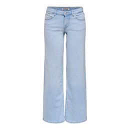 Low-rise-Jeans Only "ONLJUDY &ndash; Wide-Leg-Jeans mit niedriger Leibh&ouml;he", Damen, Gr. L (40), N-Gr, special bright blau denim detail:rg, Denim/Jeans, Obermaterial: 99% Baumwolle, 1% Elasthan, unifarben, gerade lang, Jeans Low-rise-Jeans, unifarben, modisch, gerade, Denim, Eingrifftaschen