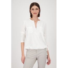 Schlupfbluse monari "Schluse Basic Schmuck", Damen, Gr. 38, sanftes wei&szlig;, Web, Obermaterial: 100% Polyester. R&uuml;ckenteil: 92% Viskose, 8% Elasthan, unifarben, regular fit normal, Rundhals, eingesetzt gerader Abschluss, Blusen Schlupfbluse, mit aufgesetzten Taschen