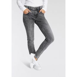 Slim-fit-Jeans Herrlicher "PEPPY SLIM POWERSTRETCH", Damen, Gr. 25, L&auml;nge 30, grau (silent 730), Denim/Jeans, Obermaterial: 84% Baumwolle, 14% Polyester, 2% Elasthan, Abriebeffekte, vintage, slim fit lang, Jeans Slim-fit-Jeans, Normal Waist